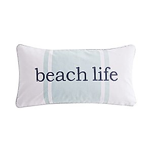 Levtex Home - Sunset Bay - Decorative Pillow (12 x 24in.) - Beach - Light Blue, Navy and White