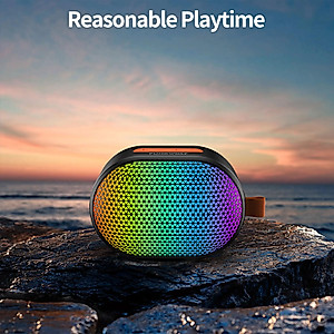 ROFALL Bluetooth Speakers with Lights, Portable Wireless Speaker, HD Sound, TWS Dual Pairing, Waterproof, Lightweight Compact Size, Night Light Party Speakers for Holiday, Travel