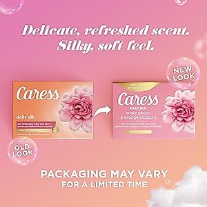 Caress Beauty Bar Soap For Women, Daily Silk With Silk Extract and Floral Oil Essence Moisturizing Body Soap for Silky, Soft Skin, 3.75 oz, 2 Bath Bars