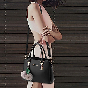 YOUNXSL Women Satchel Bags Handle Shoulder Handbags and Purses Pockets Zipper PU Leather Crossbody Bags Light Blue