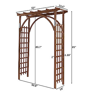 Yone jx je 85Inch Wooden Fir Garden Arbor with Trellis, Decoration Outdoor Rose Arbor with Metal Connection for Climbing Plants, Wedding Arch for Ceremony, Bridal Party, Archway, Lawn, Patio