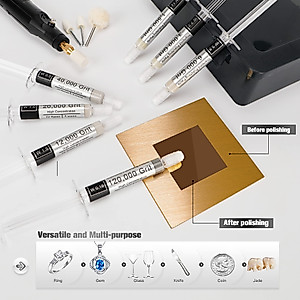 Tryuunion 40 Pcs Diamond Paste Polishing Kit with 32 Grinding Buffing Bits, 8 Oil Based Lapping Compound 1,500- Ultra Fine 120,000 Grit with Box for Metal/Coin/Stone/Jewelry/Ring Polishing
