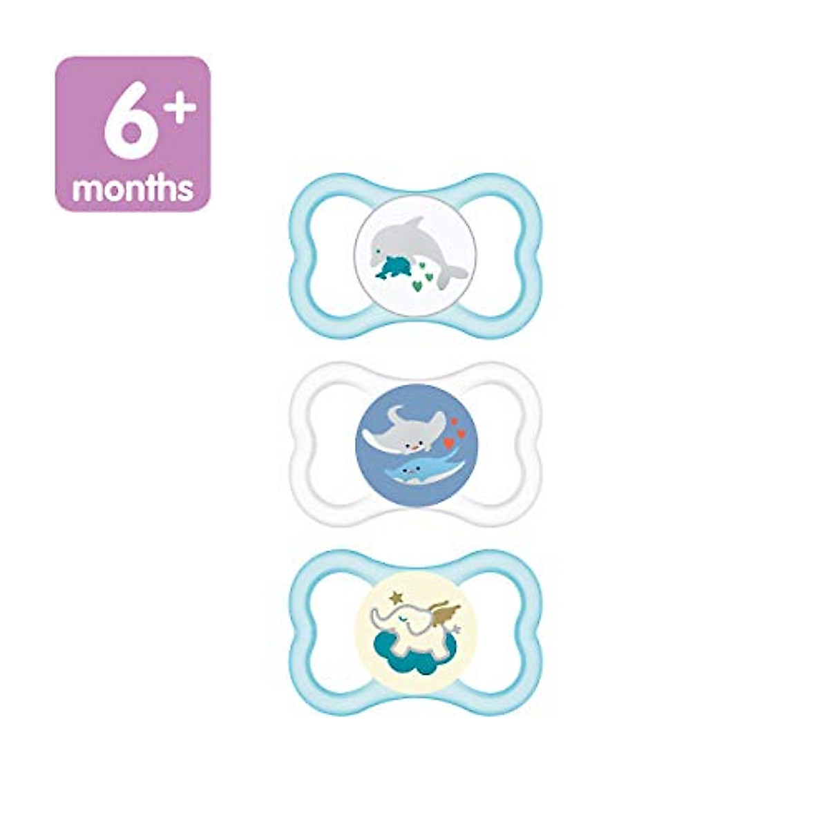 MAM Air Day & Night Baby Pacifier, for Sensitive Skin, Glows in The Dark, Boy , 6-16 Months (Pack of 3)(Packaging may vary)