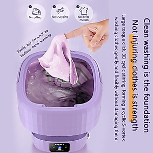 Foldable Washing Machine, Mini Washing Machine,9L Small Washer with Drain Basket,Portable washing Machine for Small Clothes,Suitable for Underwear,Apartment,Dorm,Camping,Travel (Purple -9L)