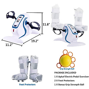 Fitness Motorized Leg & Arm Pedal Exerciser Electric Exercise Bike for The Elderly and Seniors, Electronic Physical Therapy Rehab Bike Trainer with Leg Protectors & Bonus Grip Strength Ball