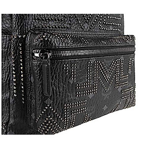 MCM Unisex Black Coated Canvas Studded Medium Backpack MMK8AVE55BK001