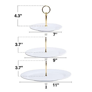 TP 3-Tier Cupcake Stand Melamine Serving Tray Unbreakable Dessert Stand Fruit Candy Display Tower for Wedding Birthday Tea Party and Baby Shower, White