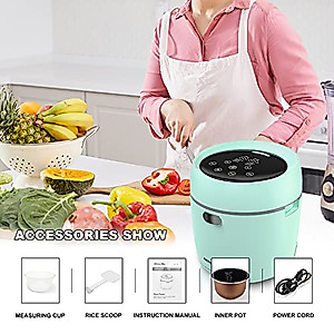 Mishcdea Smart Mini Rice Cooker 3 Cups Uncooked, One-Touch Small Rice Cooker 6 Cups Cooked, Personal Rice Multicooker Steamer With Non-Stick Inner Pot Delay Timer & Keep Warmer, For 1-2 People, Aqua