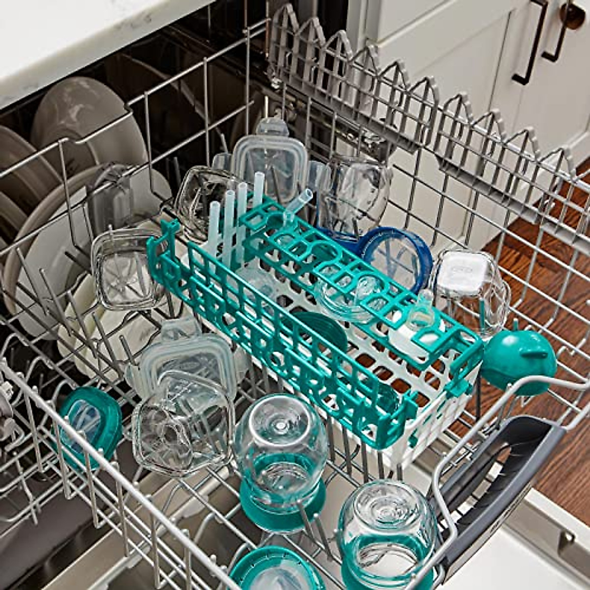OXO Tot Dishwasher Basket for Bottle Parts & Accessories, Teal, 1 Count (Pack of 1)
