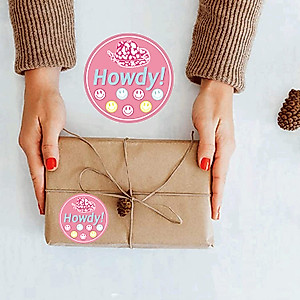 Pop Resin Howdy Sticker Thank You Stickers Roll 1.5 inch Cowboy Cowgirl Hat Sticker Small Shop Sticker Small Business Packaging Thank You Stickers 500 Pcs/Roll, Multicolored