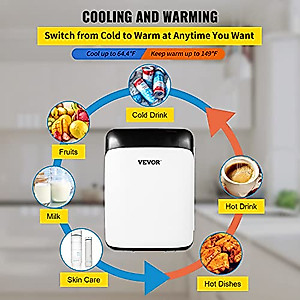 VEVOR Mini Fridge, 10 Liter Portable Cooler Warmer, AC/DC Skincare Fridge, Stylish Look Compact Refrigerator, Lightweight Beauty Fridge, for Bedroom Office Car Boat Dorm Skincare Cosmetic Medicine