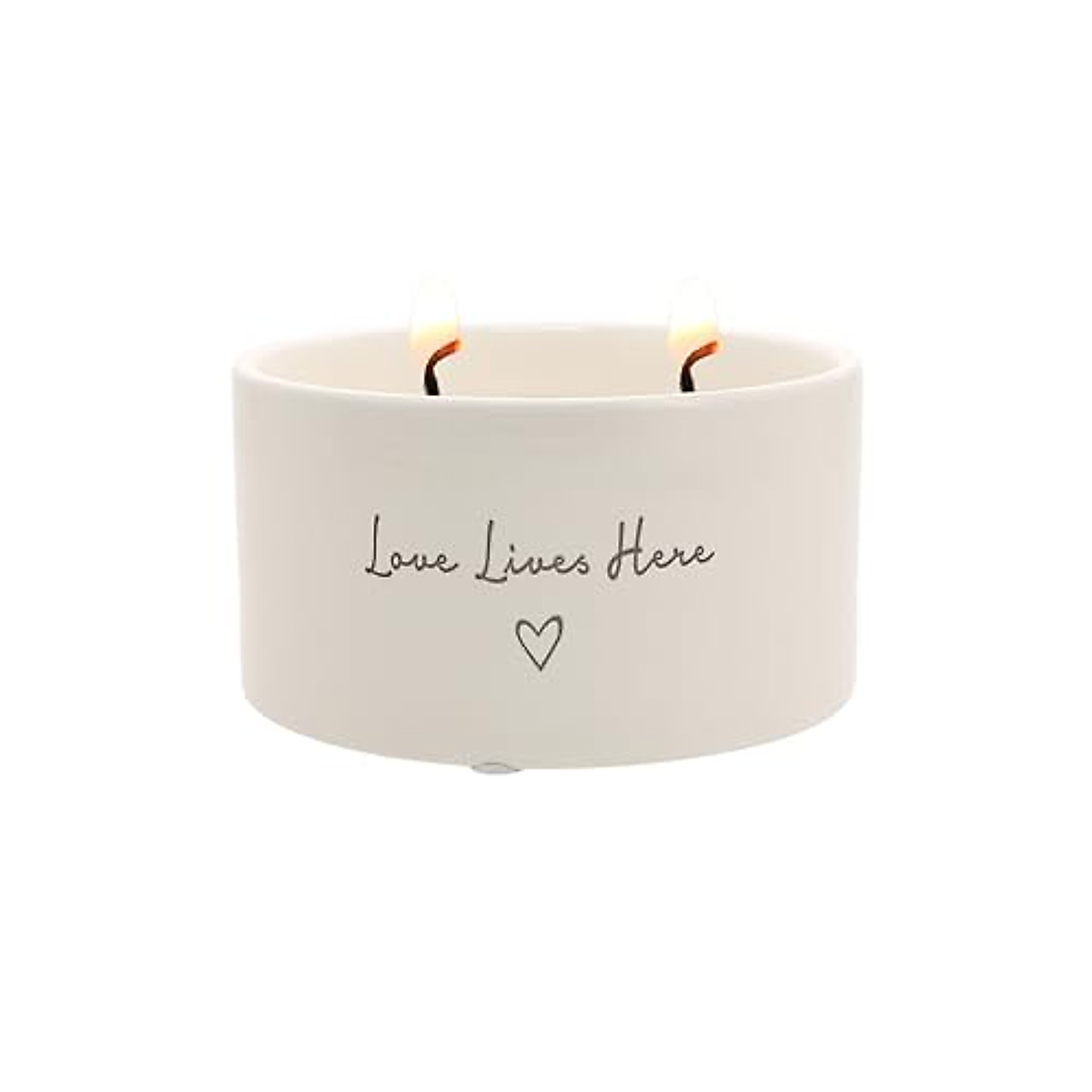 Pavilion - Love Lives Here - 10 oz Soy Wax Ceramic Vessel Candle Housewarming Apartment-Warming Gift Present Neutral Home Decor