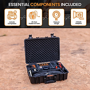 EZ FLATE C.A.S.E. 12 Volt Air Compressor Built Into Heavy Duty Case | Dual Air Compressor | 10.6 CFM | Offroad Air Compressor 4x4 |150 PSI | Portable Inflator With Pressure Gauge