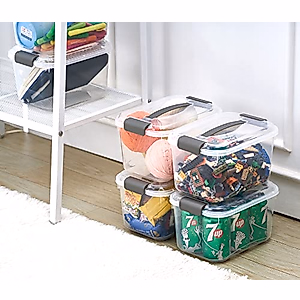 ZHENFAN 5.5 Qt Clear Storage Latch Box/Bin with Lids, 4-Pack Plastic Organize Bins with Handle