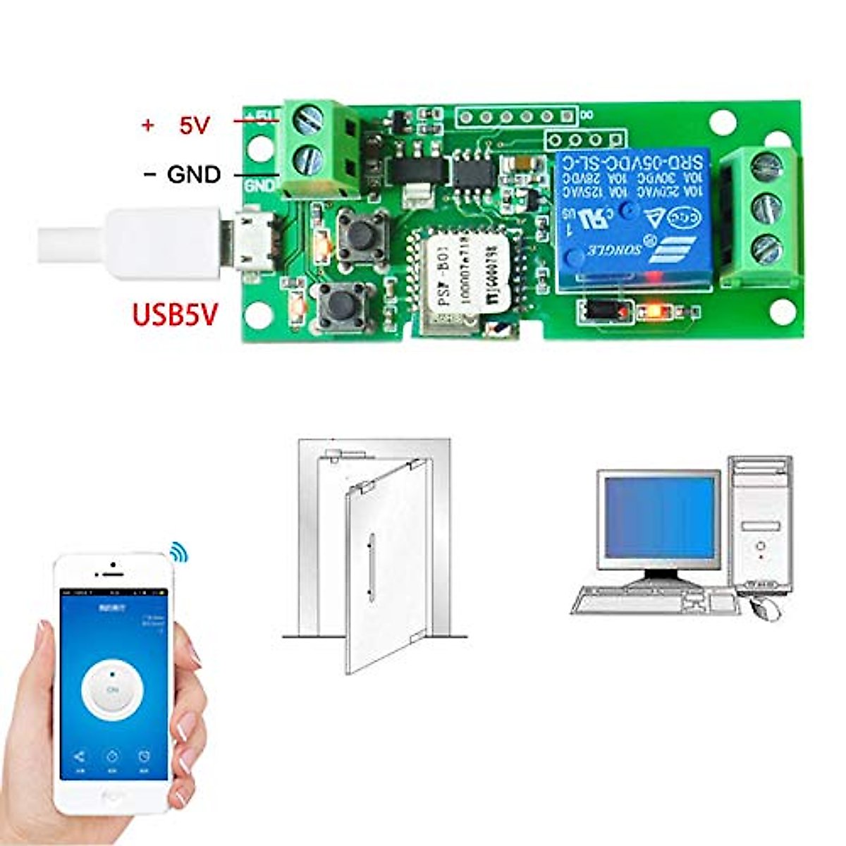 Onyehn SONOFF USB 5V DIY 1 Channel Jog Inching Self-Locking WiFi Wireless Smart Home Switch APP Remote Control Module for iOS/Android