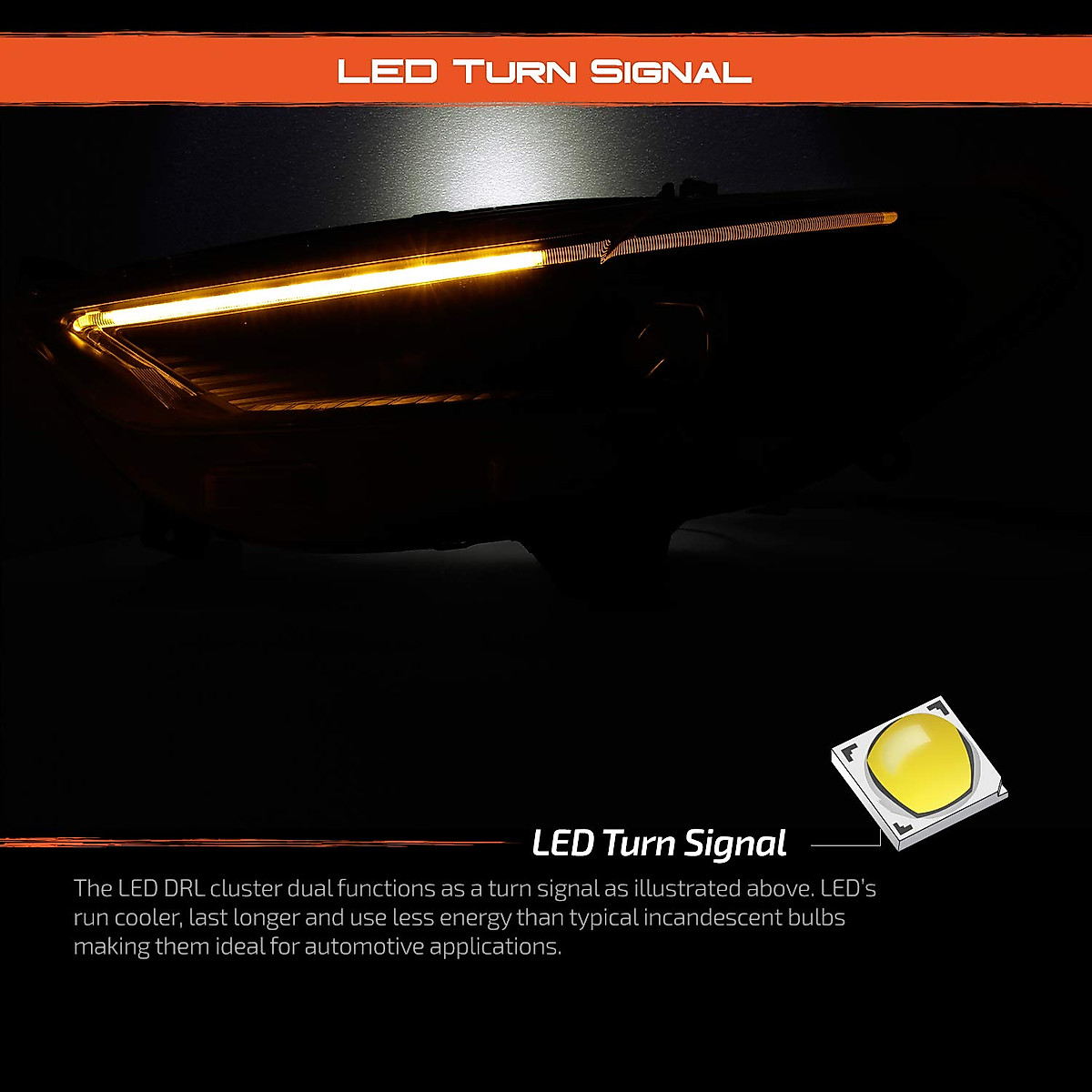 AKKON - For 2013-2016 Ford Fusion LED DRL Chrome Bezel Dual Projector Headlight Switchback Signal Lamp Assembly Left + Right