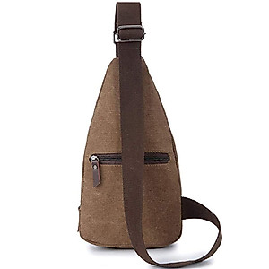 Canvas Sling Bag Small Crossbody Backpack Hiking Daypack Rucksack for Men Women Outdoor Cycling Travel (brown)