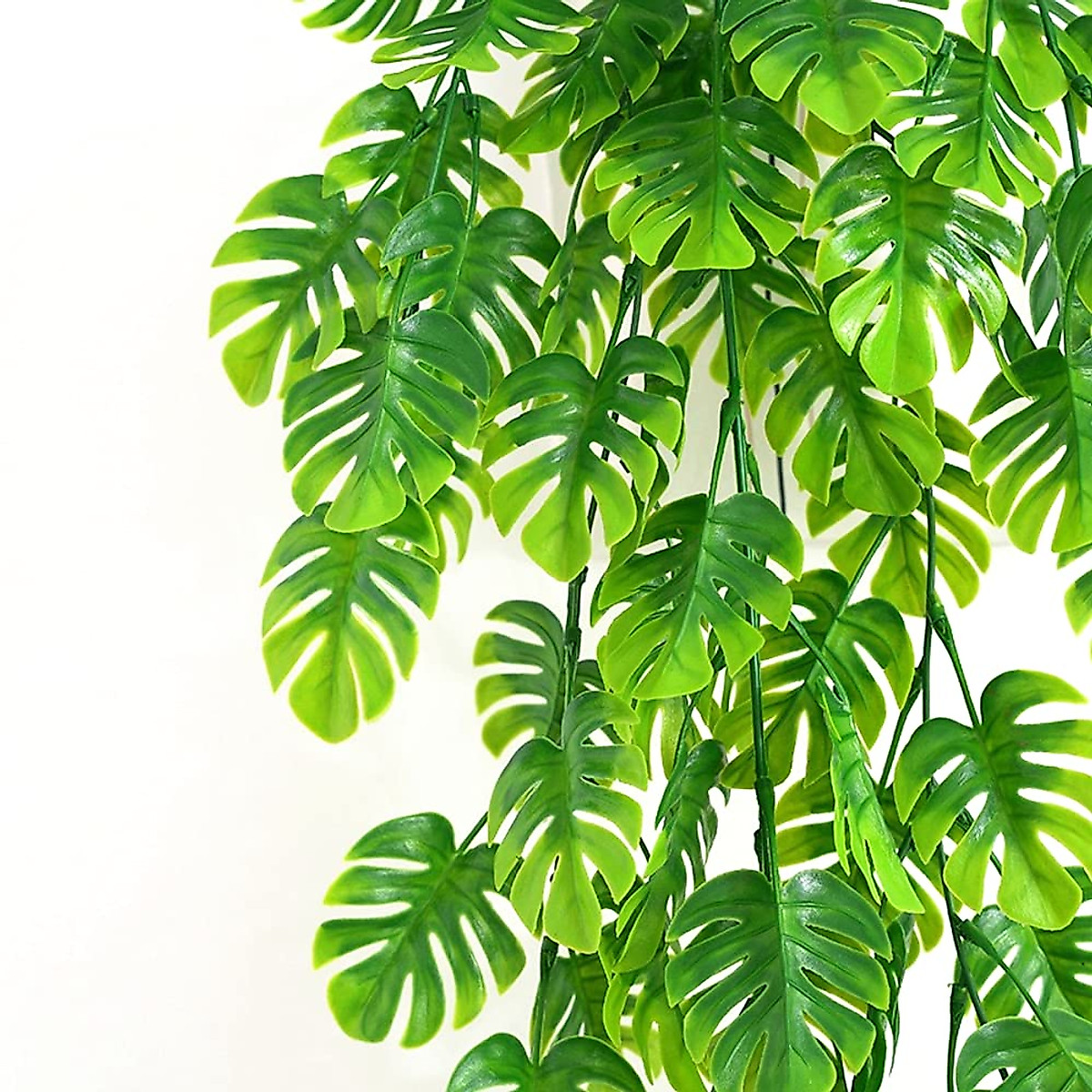 CATTREE Artificial Monstera Vines 2 Pack, Fake Ivy Tropical Leaf Jungle Leaves Plant Vine Greenery Artificial Hanging Plants for Home Kitchen Garden Office Wedding Wall Decoration