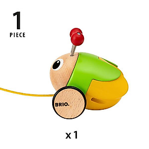 BRIO Infant Toddler 30255 - Pull Along Light Up Firefly - Wood Pull Along Toy with Light Up Function for for Kids Ages 1 and Up, Black