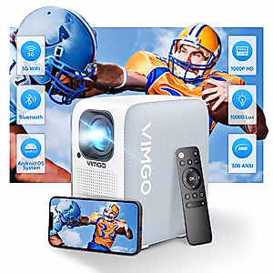 Projector with WiFi and Bluetooth, Native 1080P Portable Projector 4K Supported 120" Display for Home Outdoor, LED Smart Movie Projector Compatible with iOS/Android/PS5/TV Stick/Xbox