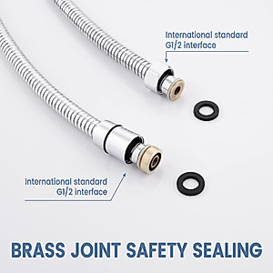 YDmeet Shower Head Holder and 71 Inch Shower Head Hose for Handheld, All Metal, Polished Chrome