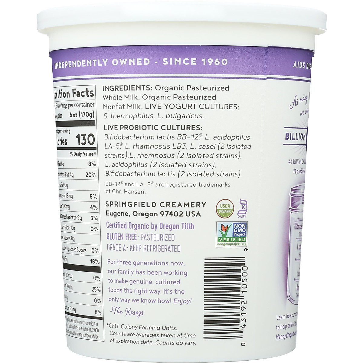 Nancy's, Organic Whole Milk Yogurt, Plain, 32 oz