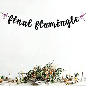 Betalala Final Flamingle Banner, Flamingo Bachelorette Party Decorations, Tropical Hawaii Luau Bachelorette Party Decorations Black Glitter