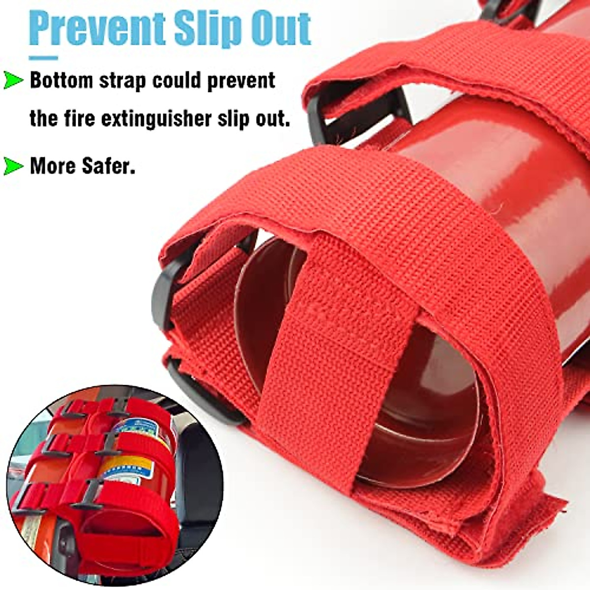 Fire Extinguisher Holder Roll Bar Adjustable Strap Brackets Fits for Jeep Wrangler Unlimited CJ YJ TJ LJ JK JKU JL JLU,Red with USA Flag Pattern