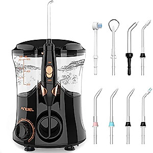 Water Flosser for Teeth Cleaning, Professional Water Dental Flosser Oral Irrigator with 10 Pressure Levels and 8 Jet Tips, 600ML Waterproof Electric Power Dental Flossers for Braces, Black