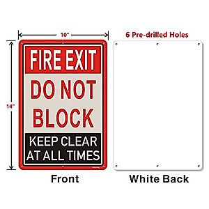 2 Pack Fire Exit Do Not Block Door Keep Clear at All Times Signs 14x10 Inches Fire Exit Safety Sign Do Not Block Sign Metal Reflective Sturdy Rust Aluminum Weatherproof Durable Easy to Install