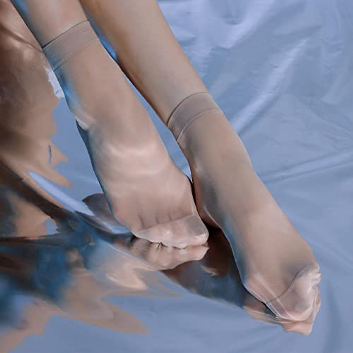 GLANCIA Sheer Nylon Socks for Women - 12 Pairs of 20 Den Ankle High Stockings in Black and Nude Dress Socks