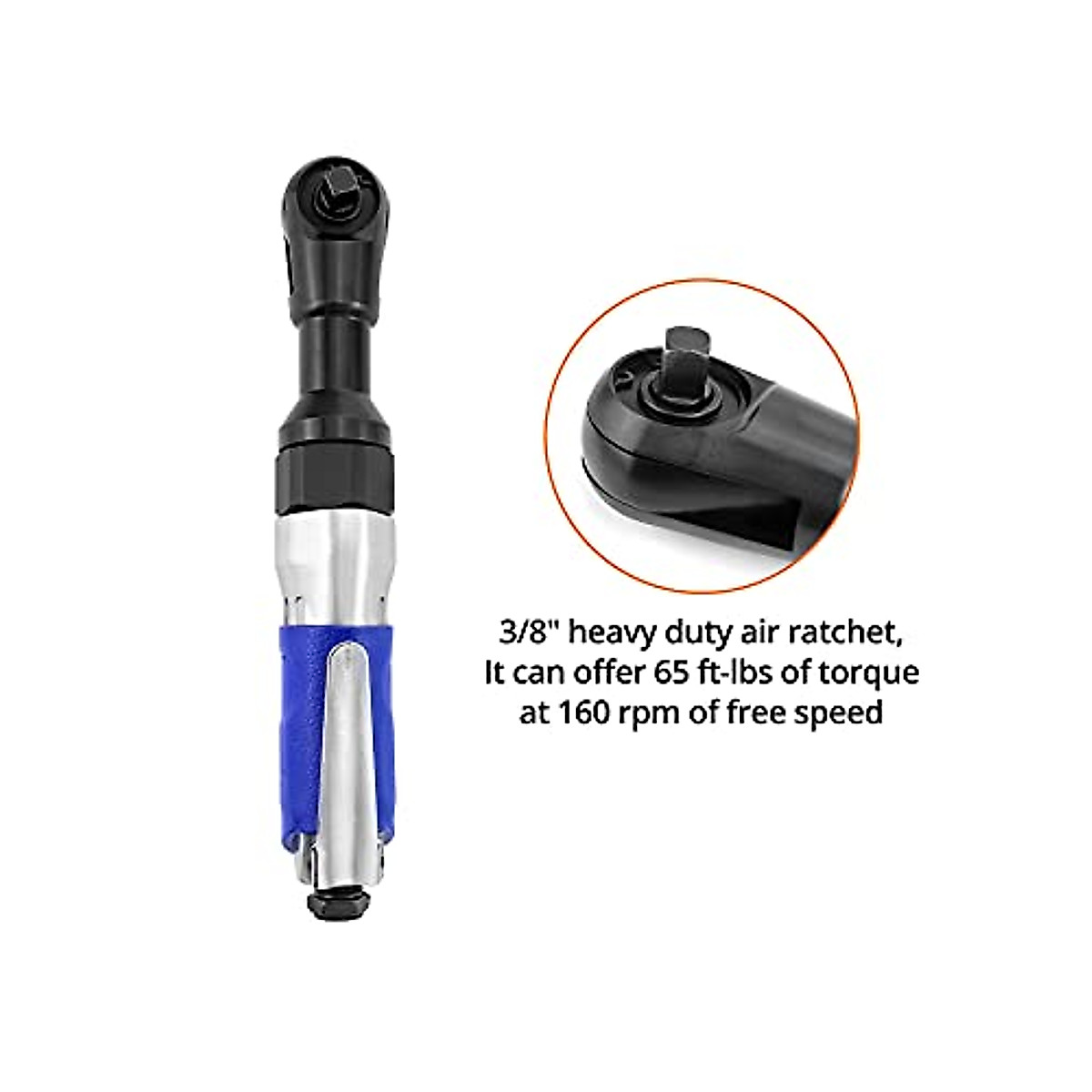 QWORK Air Ratchet Wrench, 3/8" Super Fast Heavy Duty Air Ratchet, 65ft-lbs