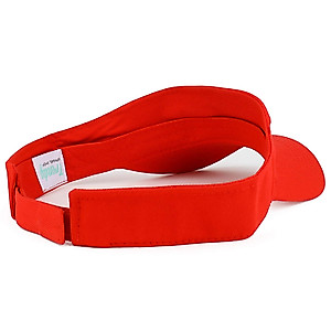 Trendy Apparel Shop XXL Oversize Solid Cotton Adjustable Sun Visor - Red - 2XL