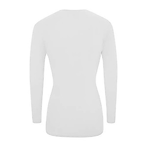 Natural Uniforms Women's Under Scrub Tee V-Neck Long Sleeve T-Shirt-3-Pack (Large, White)