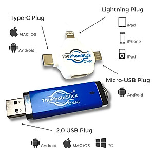 ThePhotoStick® Omni 256GB - Secure Photo & Video Backup and Transfer | USB & Multiport Connection | Integrated Software | Portable Memory | External Storage | File Save & Transfer