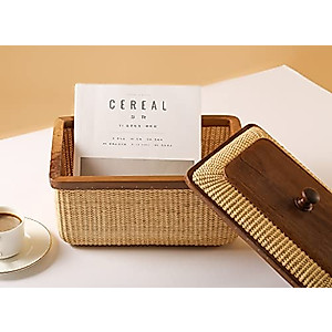 Teng Jin Rectangular with Lid Handmade Nantucket basket Cane staves finely-woven home-storage-baskets-and-containers Arts,Decorative Storage Baskets for Shelves