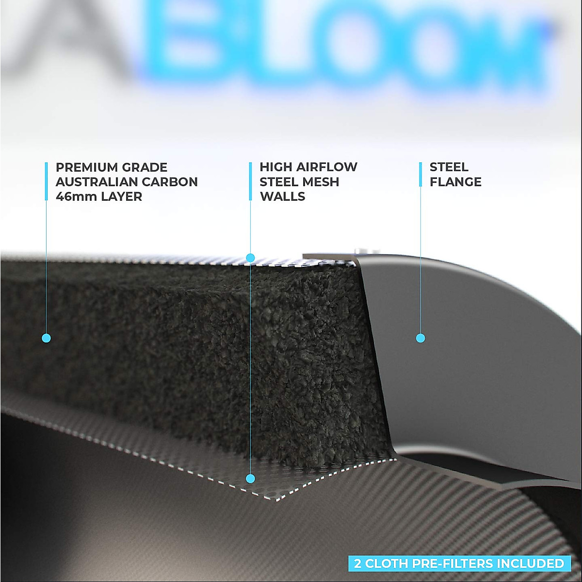 TerraBloom 4" x 12" Carbon Filter for Grow Tent - 46mm Charcoal Carbon Air Filter - Maximize Airflow with 200 CFM - Premium Carbon Air Filter & Charcoal Filter for Homes & Commercial Applications