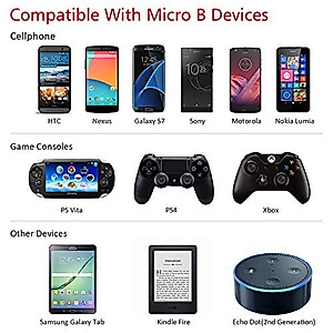 2Pack 10ft Long Micro USB Android Charger Cable Fast Quick Charging for Amazon Kindle Fire HD 6 7 8 10(1-8th Gen) HDX 8.9" 9.7" Tablets and E-Reader(3rd-11th), Xbox One S/X/Elite, PS4 Pro/Slim