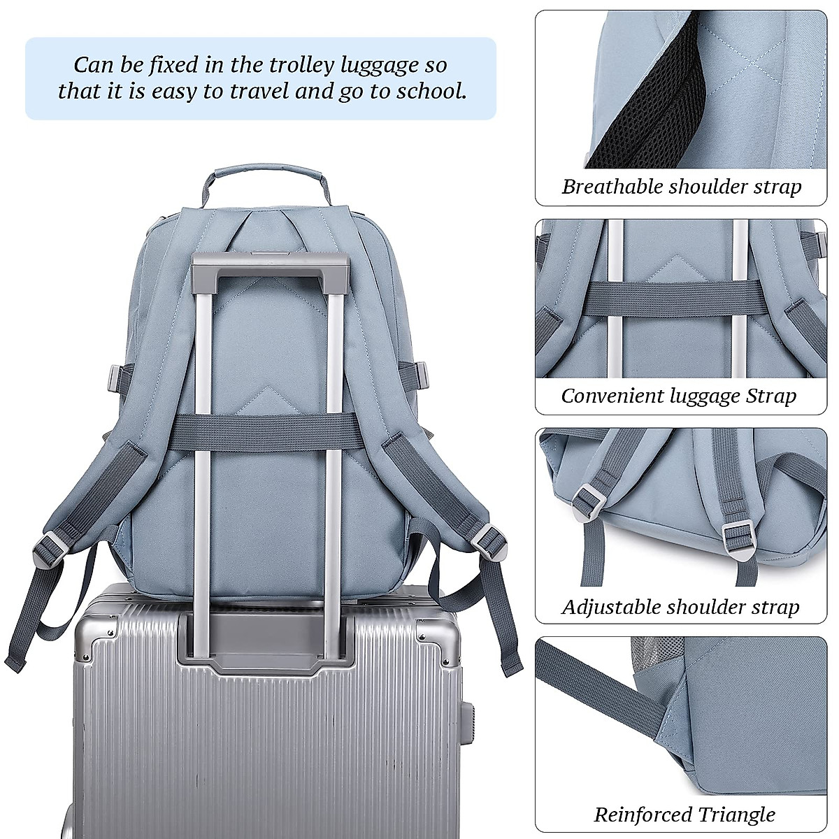 mygreen Girls Boy School Backpack Elementary Middle Bookbag Teenager Waterproof Lightweight 16 Inches Grey