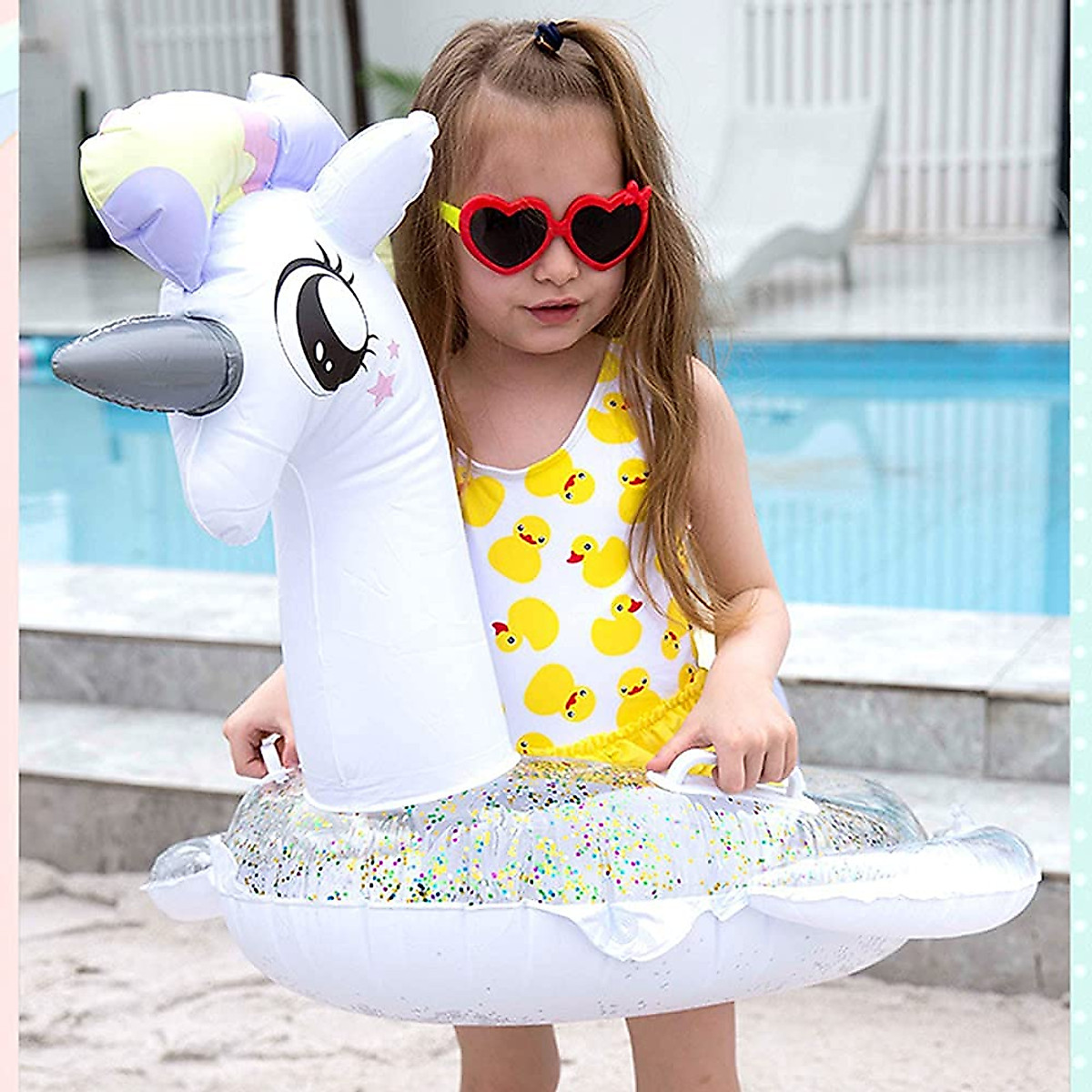 CICITOYWO Toddler Pool Floats, Kids Inflatable Float Raft with Handle, Water Swim Beach Floaties Toys Party Supplies, Baby Swimming Ring for 2-8 Years Old Kid