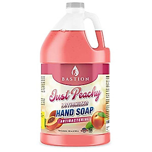Hand Soap Antimicrobial Just Peachy Luxurious Lotionized Hand Wash One Gallon (128 Oz.) Refill Jug. Made in The USA
