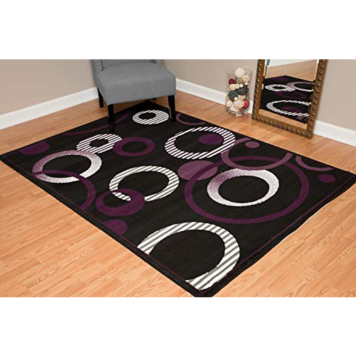 United Weavers Dallas Hip Hop Runner Rug – Plum, 2x8 Runner, Modern Indoor Area Rug with Jute Backing, Circular Geometric Design
