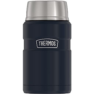 THERMOS Stainless King Vacuum-Insulated Food Jar with Spoon, 16 Ounce, Army Green & Stainless King Vacuum-Insulated Food Jar, 24 Ounce, Midnight Blue