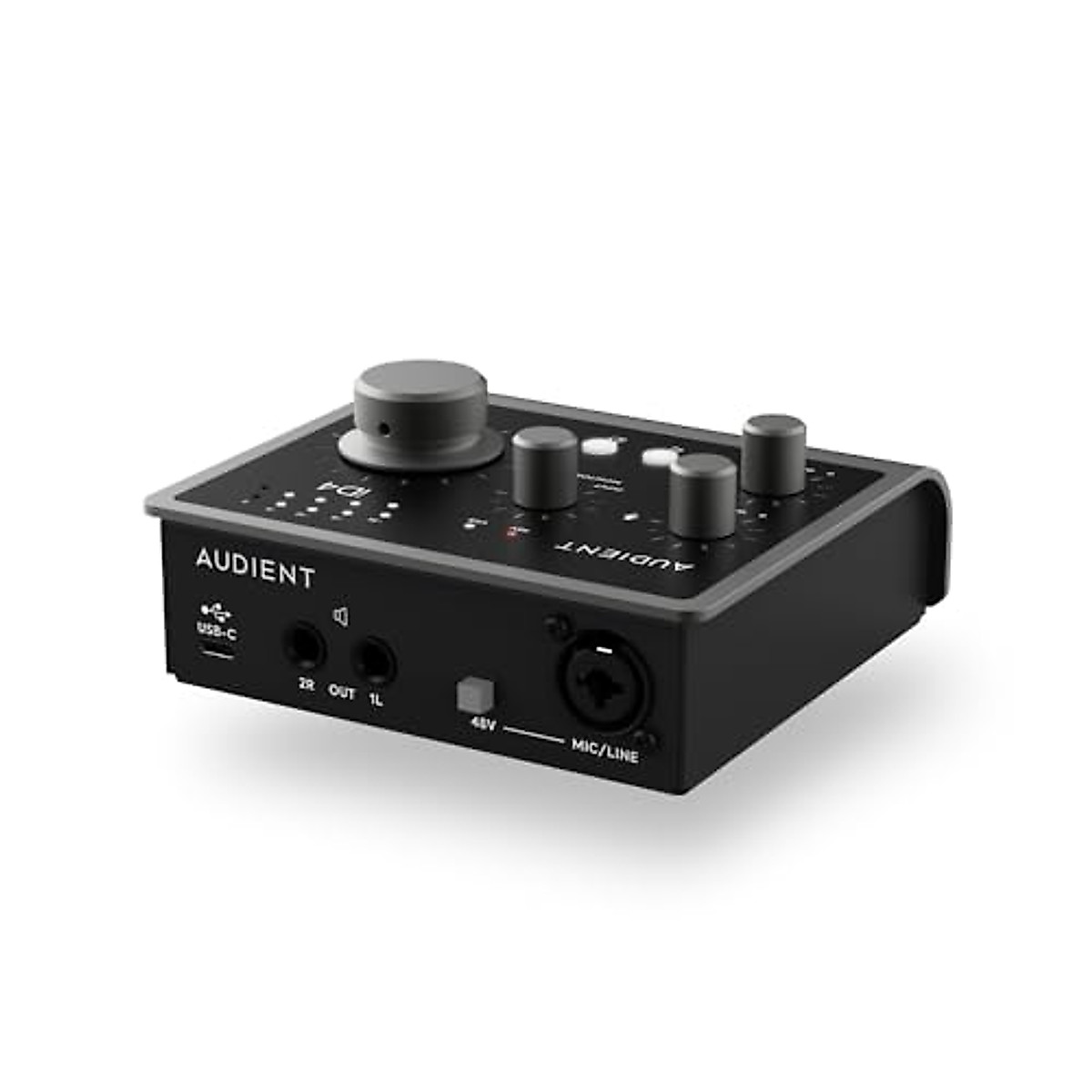 Audient Audio Interface iD4 MKII, Class A Console Microphone Preamp (High Speed USB-C, Monitor Mix and Monitor Panning Function, 2 Headphone Outputs, Mac/PC/iOS Compatible), Black