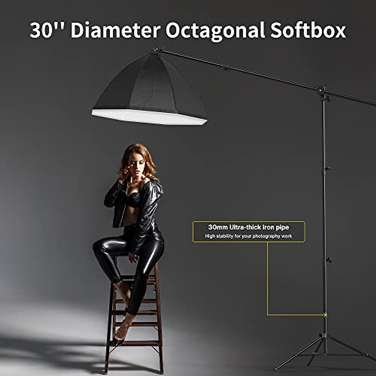 RaLeno Photography Lighting Kit, 2.6m x 3m Background Support System with 3 x 85W 5500K LED Bulbs Softbox and 2-in-1 Reflector, Continuous Softbox Light for Photo Video Shooting
