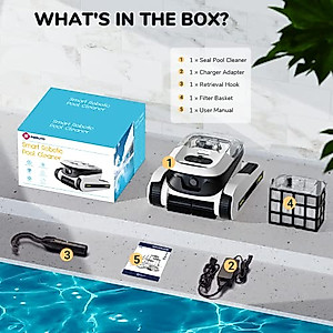 Seauto Seal SE Robotic Pool Vacuum-Intelligent Path Planning Automatic Pool Cleaner, Working Time Up to 2-2.5 Hours Cordless Pool Vacuum, Suitable for Walls and Floors of 2150 Square Feet Pool