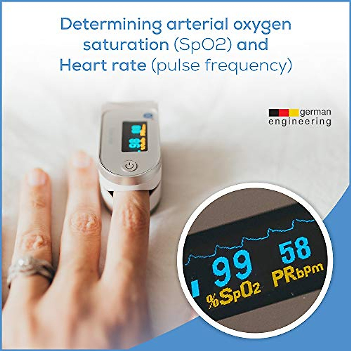 Beurer Bluetooth Digital fingertip Pulse Oximeter, Blood Oxygen Saturation & Pulse Rate Monitor with Accessories, 1 Count