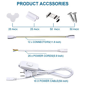 BSK.BESTKA (Pack of 25) T8 LED Tube Light Fixture, 4FT, 60W, 6500 Lumens, 5000K, V Shape, High Output, Utility Shop Light Bulbs for Garage, Warehouse, Plug and Play