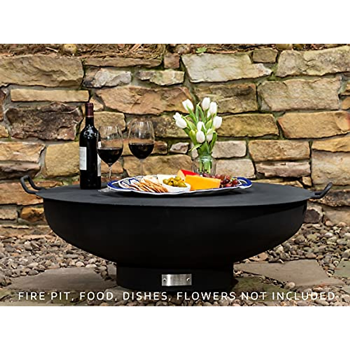 Peak52-38" Carbon Steel Table Top Fire Pit Lid - Made in The USA - Weather Resistant Metal Fire Pit Cover for Outdoor Wood or Gas Fire Pit Black Finish