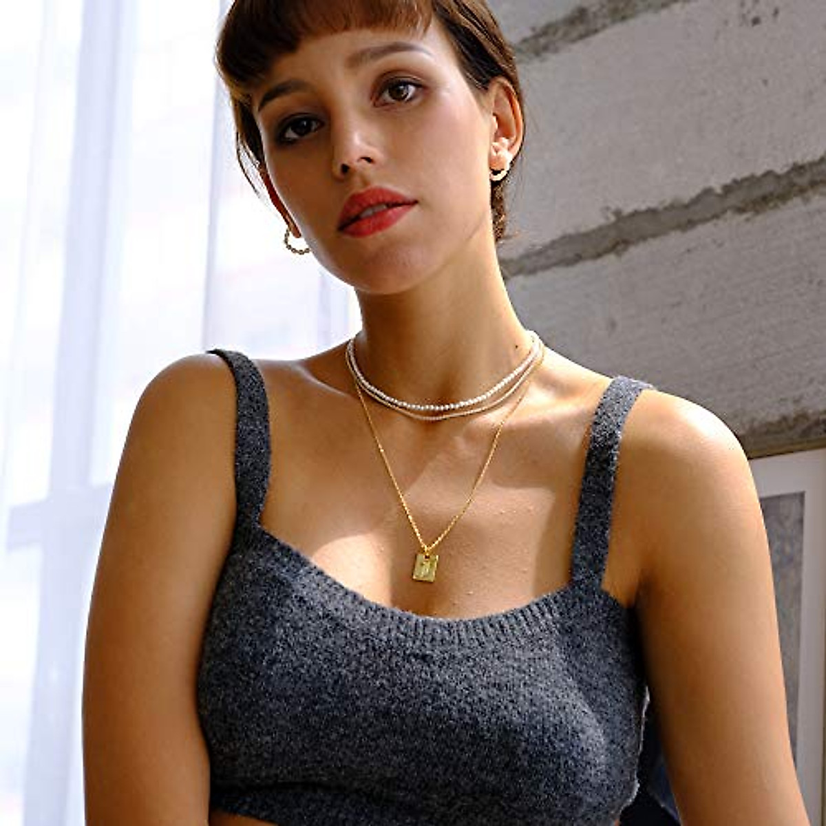 Vescence Cubic Zirconia Choker Adjustable 12-14 Inch | 1.75mm Round Cut Tennis CZ Chain Necklace Gold for Layering | Bridal Party Gold Jewelry Hypoallergenic